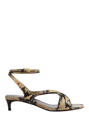 Khaite KHAITE Liria Ankle Strap Sandal In Python-Embossed Leather Taupe
