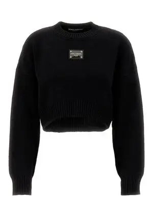 Dolce & Gabbana Knitwear With Metal Logo Tag - Multicolor
