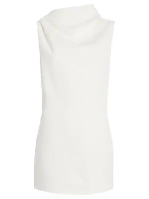 Khaite Astor Draped Crepe Satin Mini Dress - Chalk
