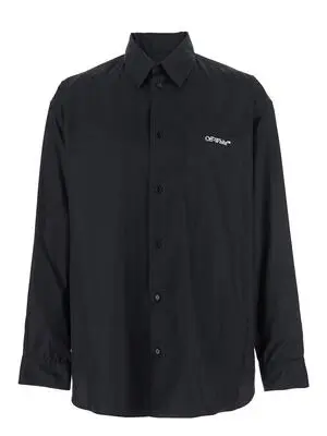 Off-White Brush Arrow' Black Shirt With Logo Lettering On The Front And Maxi Print On The Rear In Cotton Blend - Multicolor