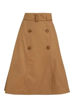 Burberry Belted Skirt With Button Detail - Multicolor
