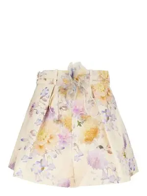 Zimmermann Floral Print High-waisted Belted Shorts - Multicolor