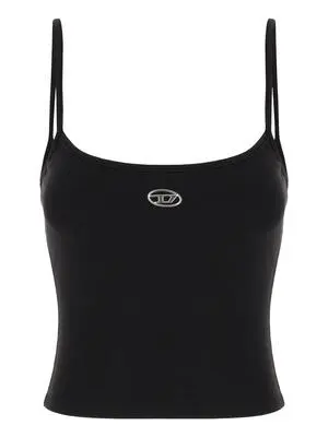 DIESEL® Ribbed Cropped Tank Top With Logo Detail - Multicolor