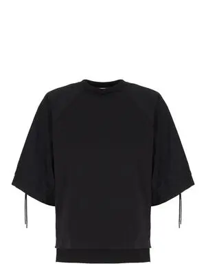 Max Mara Black Cropped Top With Drawstring Sleeves - Multicolor