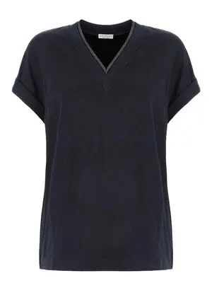 Brunello Cucinelli Embellished V-neck T-shirt - Multicolor