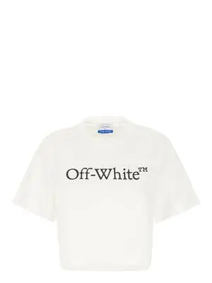 Off-White Cropped T-shirt With Logo - Multicolor