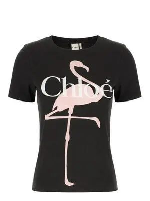 Chloé Flamingo" Graphic T-shirt - Multicolor