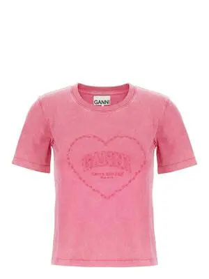 GANNI Embroidered Heart T-shirt - Multicolor