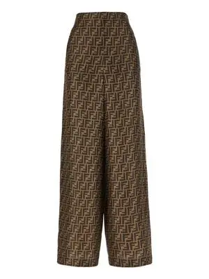Fendi Monogram Wide Leg Trousers - Multicolor