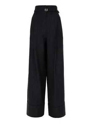 Fendi Striped Cropped Wide-leg Trousers - Multicolor