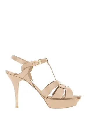 Saint Laurent Leather Heeled Sandals - Multicolor