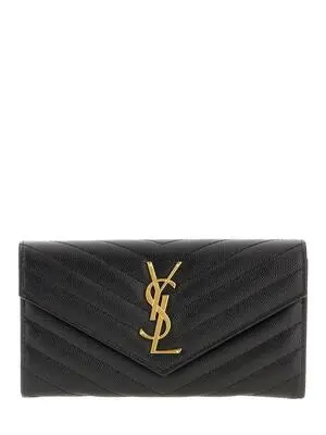Saint Laurent Quilted Wallet With Logo - Multicolor