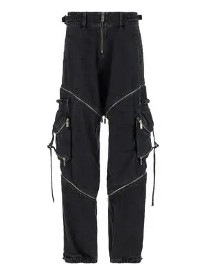 Off-White Cargo Jeans With Zip Detailing - Multicolor