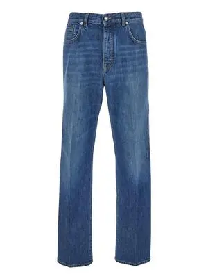 Givenchy Blue Denim Five-pocket Jeans With Logo Patch - Multicolor
