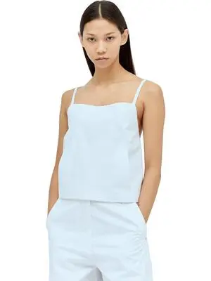 Sportmax Cropped Poplin Square Neck Top With Adjustable Straps And Pockets - White