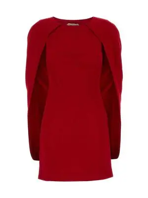 Alberta Ferretti Stretch Crepe Mini Dress - Red