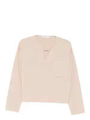 Max Mara V-neck Cashmere Wool Sweater With Chest Pocket - Multicolor