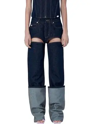 JEAN PAUL GAULTIER Cut-out Wide Leg Jeans - Blue