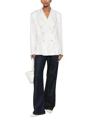 Erika Cavallini Pinstripe Double-breasted Jacket - Neutrals