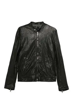 Dolce & Gabbana Lambskin Leather Zip-up Jacket - Black