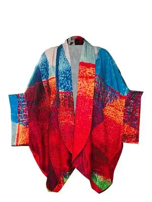 MAXJENNY Abstract Print Art Kaftan - Red/blue