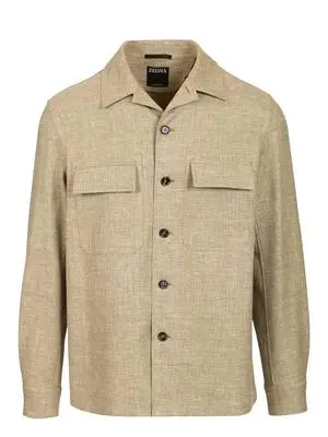 Zegna Linen Blend Overshirt - Cream