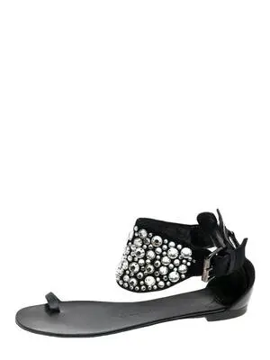 GIUSEPPE ZANOTTI Giuseppe Zanotti Vintage Embellished Ankle-Wrap Flat Sandals