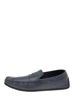 TOD'S Penny Strap Leather Loafers - Grey