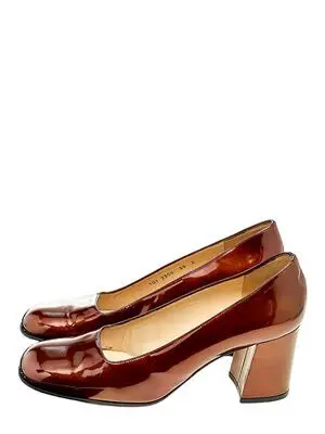 Gucci Patent Leather Block-heel Pumps - Brown