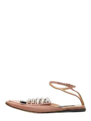 SERGIO ROSSI Embellished Ankle-strap Flat Sandals - Pink