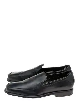 FERRAGAMO Leather Square Toe Slip-on Loafers - Black