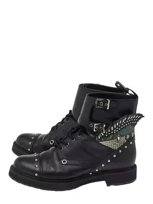 Fendi Buckled Python-embossed Ankle Boots - Black