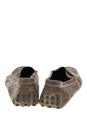 TOD'S Printed Suede Penny Loafers - Brown