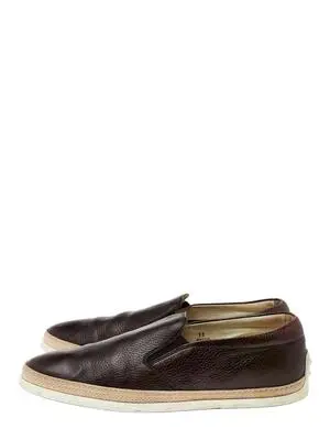 TOD'S Calf Leather Slip-on Sneakers With Jute Trim - Brown