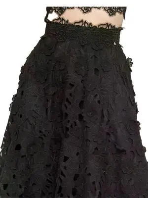 NISSA Embroidered 3d-effect Midi Skirt - Black