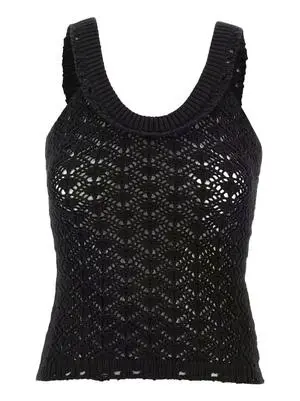 Blumarine Crochet Openwork Top - Black