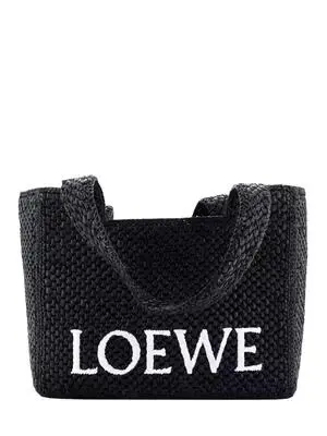 Loewe Logo Raffia Tote Bag - Black