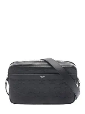 Celine Medium Triomphe Embossed Leather Messenger Bag - Black