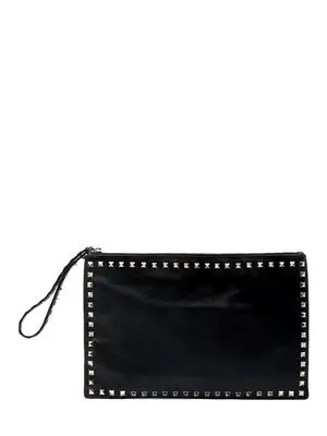 Valentino Garavani Leather Rockstud Clutch Bag - Black