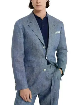 Brunello Cucinelli Single-breasted Linen Blazer - Blue