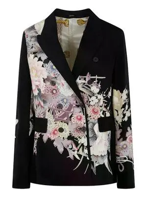 IBRIGU Floral-print Double-breasted Blazer - Black