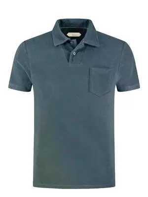 AURELIEN Short-sleeve Chest-pocket Polo Shirt - Blue