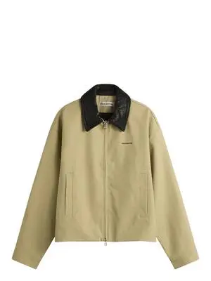 COLE BUXTON Leather Collar Cottom Overshirt