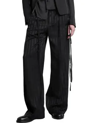 ANN DEMEULEMEESTER Stripe Pattern Trousers - Black