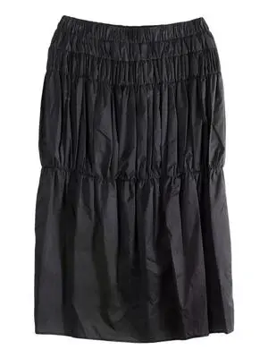 AMOMENTO Shirred Tiered Skirt - Black