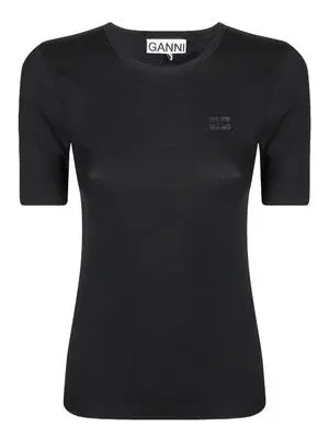 GANNI Ganni Logo Embroidery T-Shirt Black