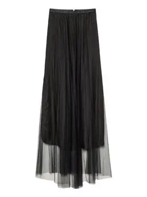 FORTE_FORTE Pleated Tulle Skirt - Black