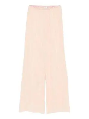 FORTE_FORTE Wide Leg Elasticated Waistband Palazzo Pants - Light Pink