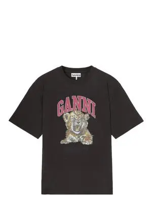 GANNI Ganni Tiger Caviar Graphic T-Shirt Phantom Black