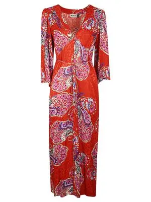 Rixo Paisley Print V-neck Maxi Dress - Red